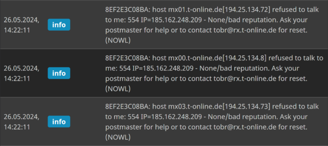 Fehler 554 None/bad reputation beim Mailversand an t-online.de Marlon ...