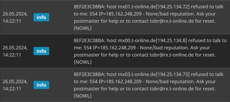 Fehler 554 None/bad reputation beim Mailversand an t-online.de Marlon ...